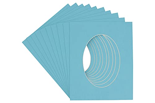 CountryArtHouse Aqua Blue Acid Free 32x32 Oval Picture Frame Mat with White Core Bevel Cut for 27x30 Pictures - Fits 32x32 Frame - Pack of 10 Matboards