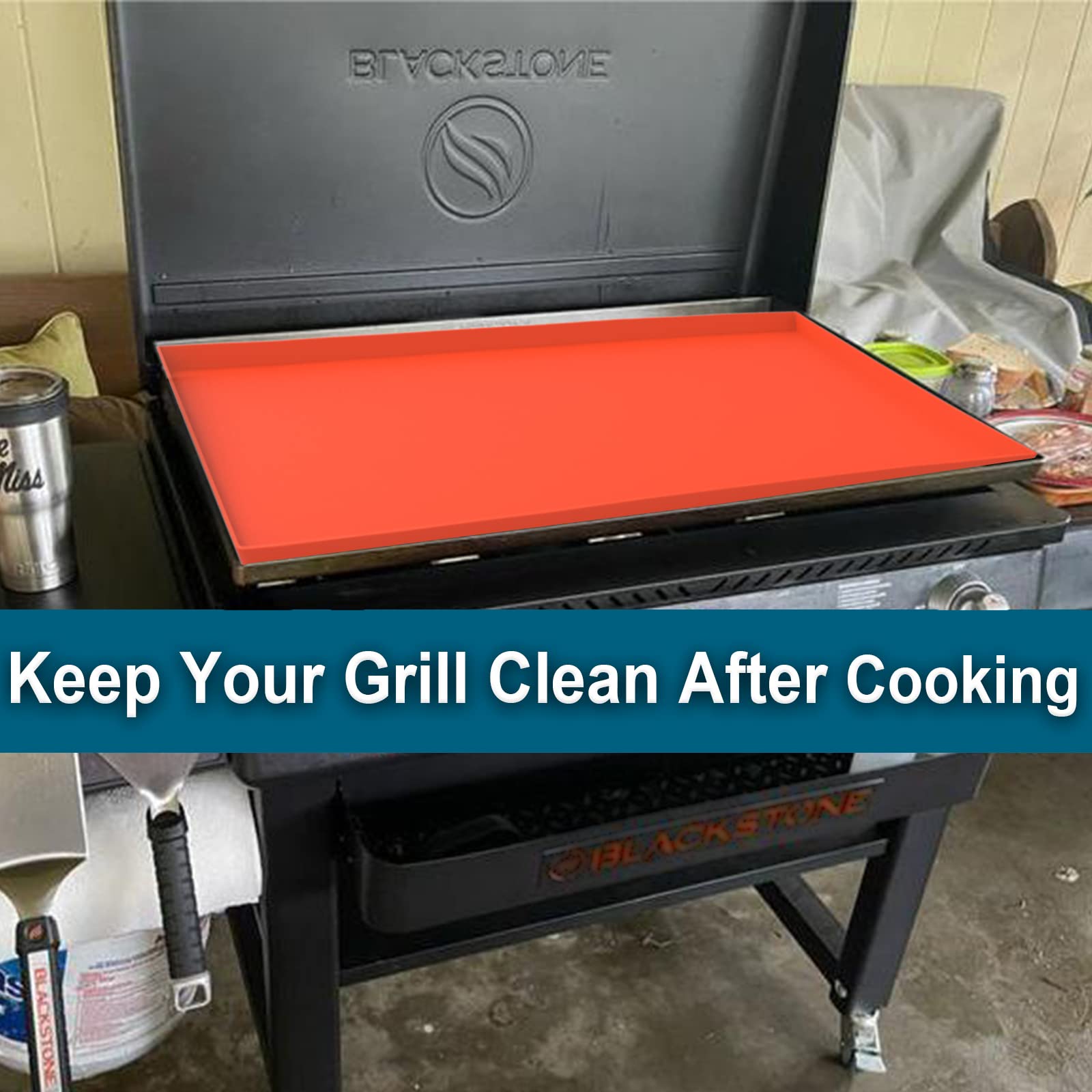 28" Silicone Mat for Blackstone Griddle Top, 100% Silicone Protective Mat Cover for Blackstone, Heavy Duty/Non Stick/Reusable Food-grade Silicone Grill Mat Protect Your Griddle from Dirt & Rust