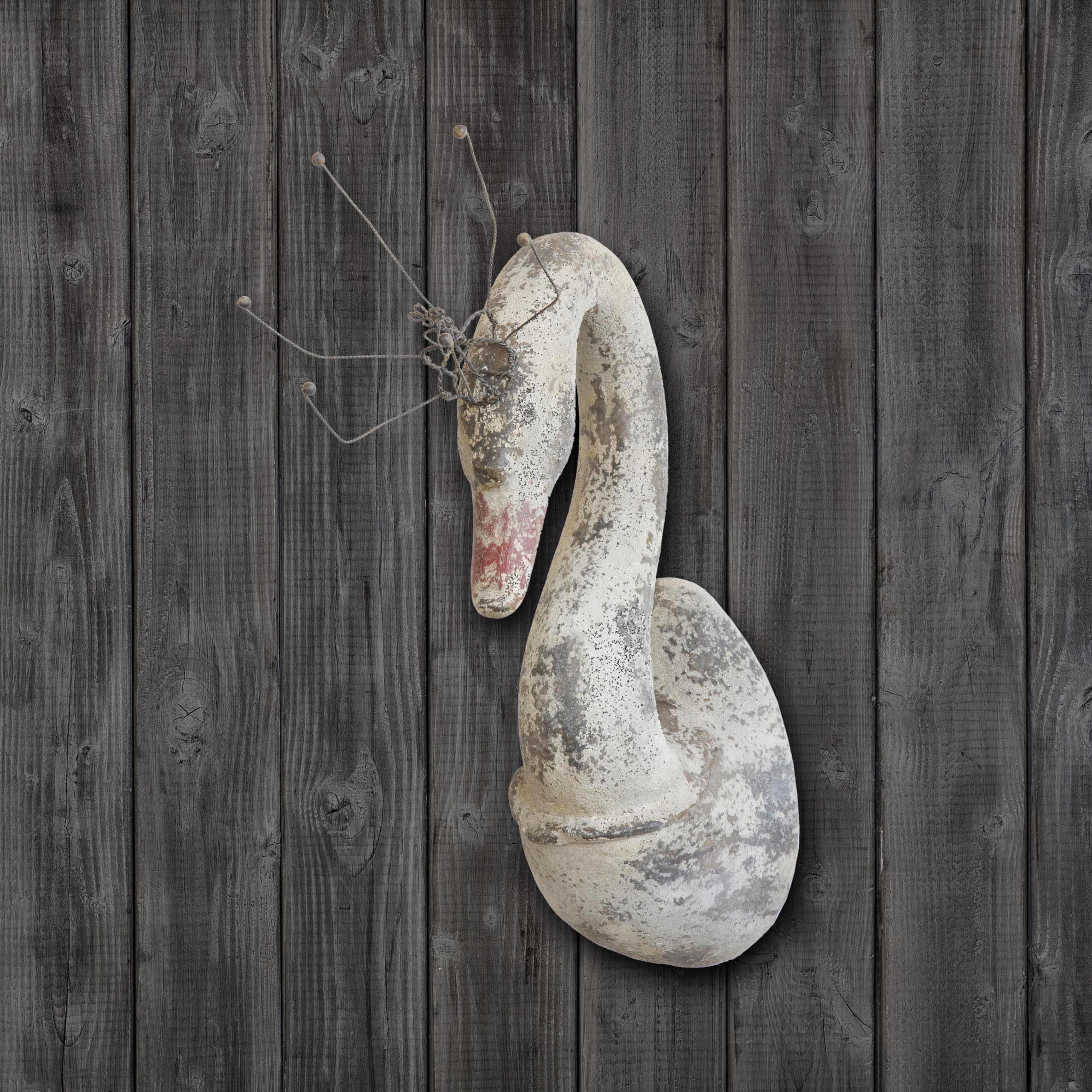 Creative Co-Op Magnesia Swan Wall Décor with Metal Crown