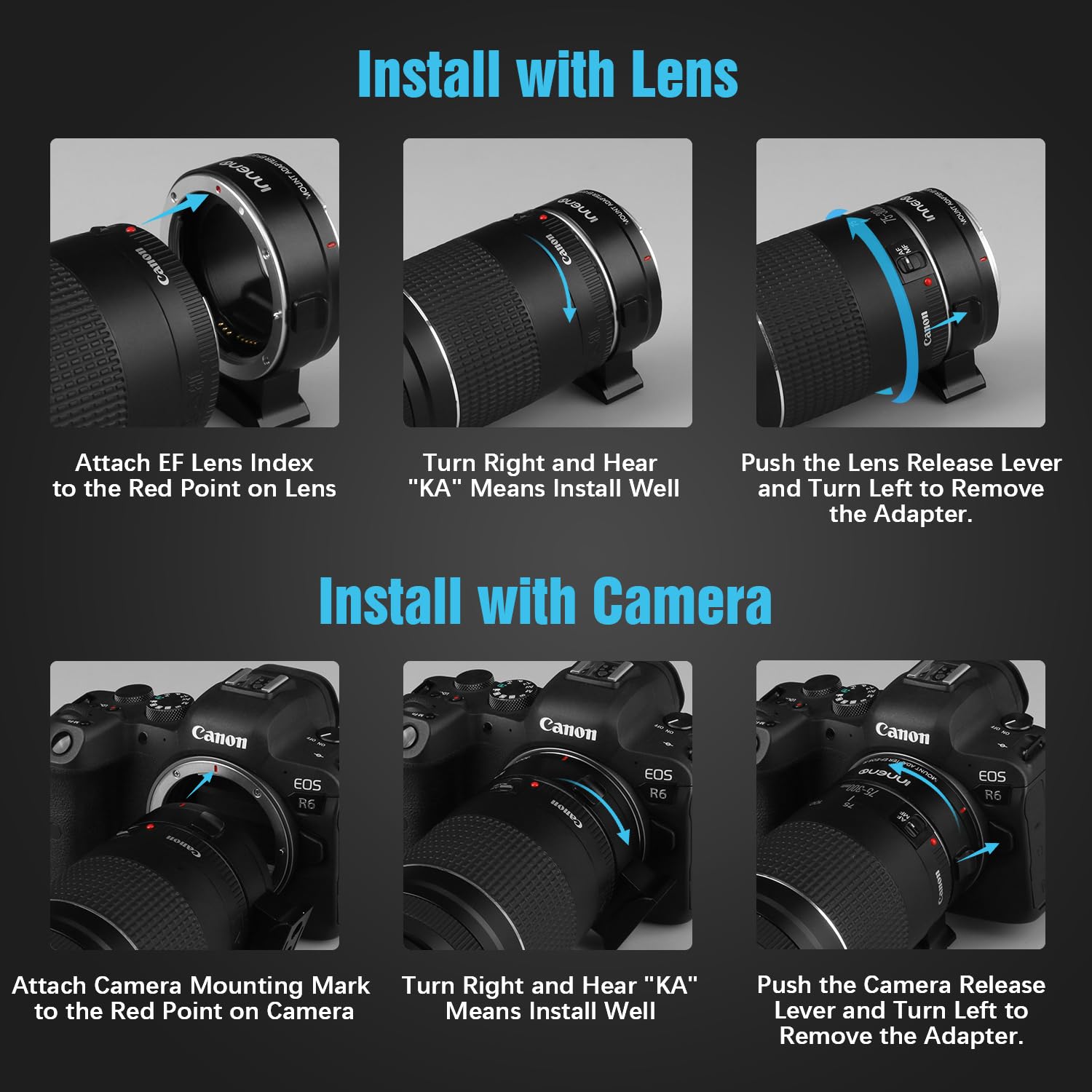 Donwell EF to EOS R Mount Adapter,Auto-Focus EF/EF-S Lens to RF Mount Converter Ring with Removable Tripod Mount Compatible for Canon EOS R RP R5 R6 R7 R10 R50 Series Mirrorless Digital Cameras