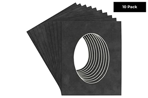 CountryArtHouse Dark Grey Suede Acid Free 16x20 Oval Picture Frame Mat with White Core Bevel Cut for 13.5x17 Pictures - Fits 16x20 Frame - Pack of 10 Matboards