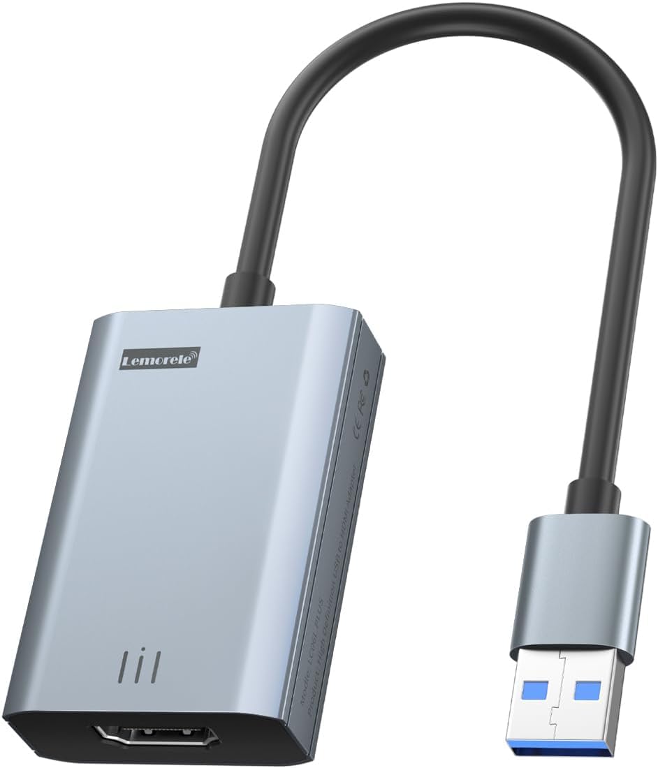 Lemorele USB to HDMI Adapter for MacBook Air/Pro/Mini, 1080P@60Hz USB to HDMI Cable for Mac Supports Mirror/Expansion Mode Multi Display Video Adapter Compatible with Windows7,8,10/MacOS10.15
