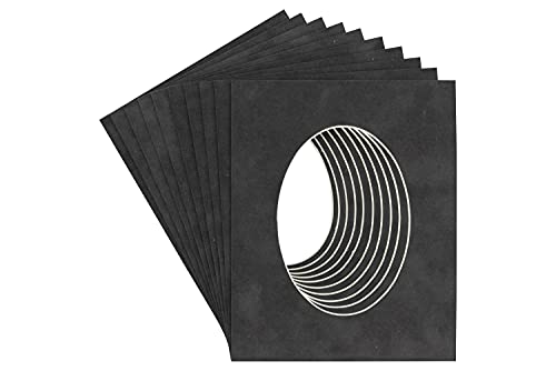 CountryArtHouse Dark Grey Suede Acid Free 16x20 Oval Picture Frame Mat with White Core Bevel Cut for 13.5x17 Pictures - Fits 16x20 Frame - Pack of 10 Matboards