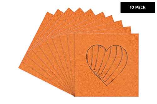 CountryArtHouse Basketball Texture Acid Free 8x8 Heart Picture Frame Mat with White Core Bevel Cut for 4x4 Pictures - Fits 8x8 Frame - Pack of 10 Matboards