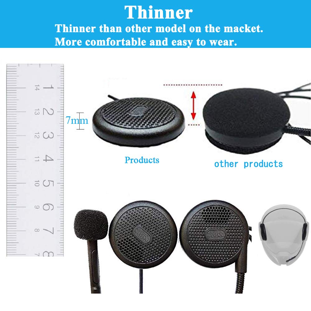 Motorcycle Helmet Wireless Bluetooth Headset Headphones for Helmets Wireless Headphones with Microphone Sound System for Motorcycle 0.27 inches Silm