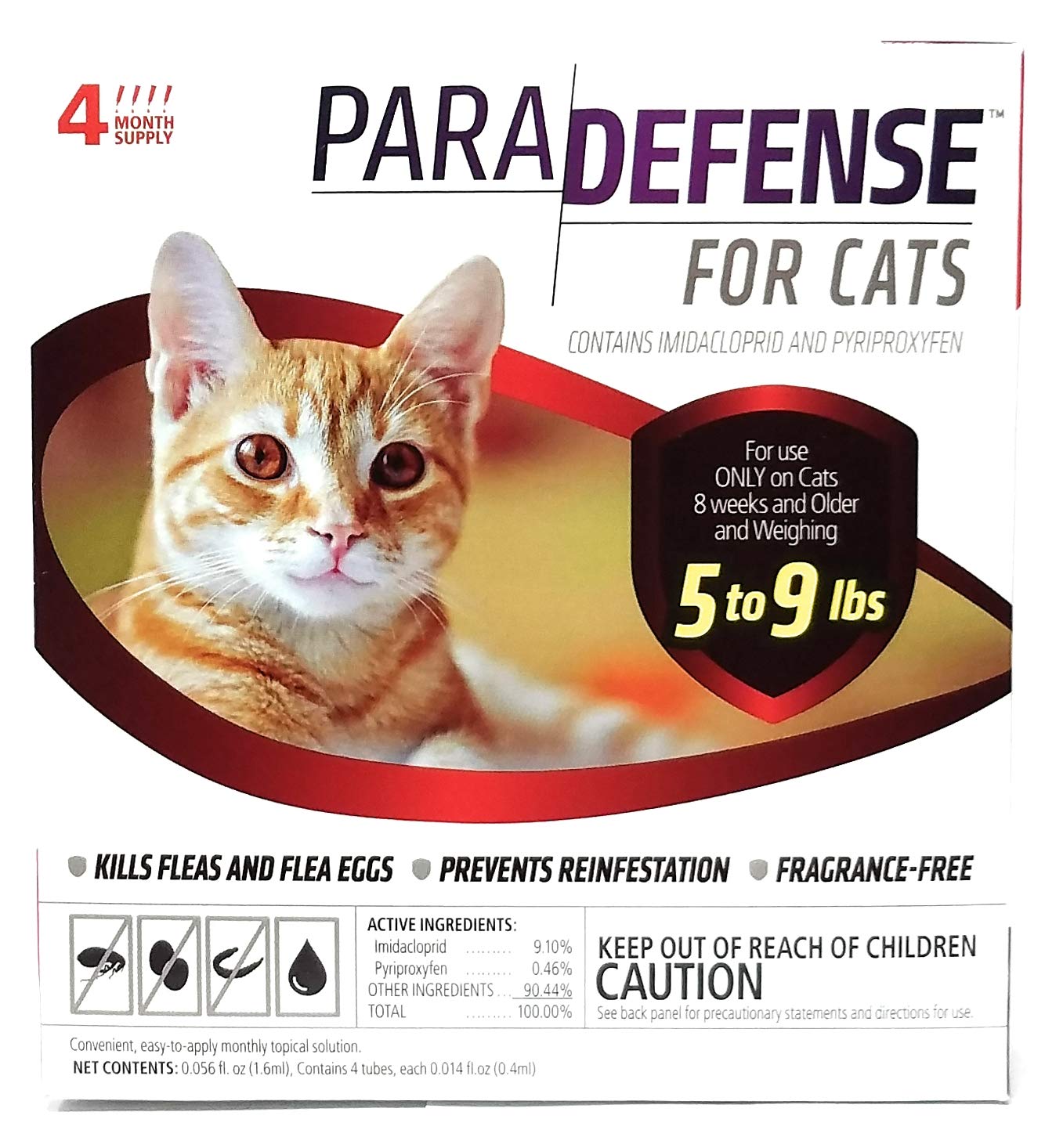 Para Defense 5.1-9 lb Cat Pet Flea Control Supply, Small