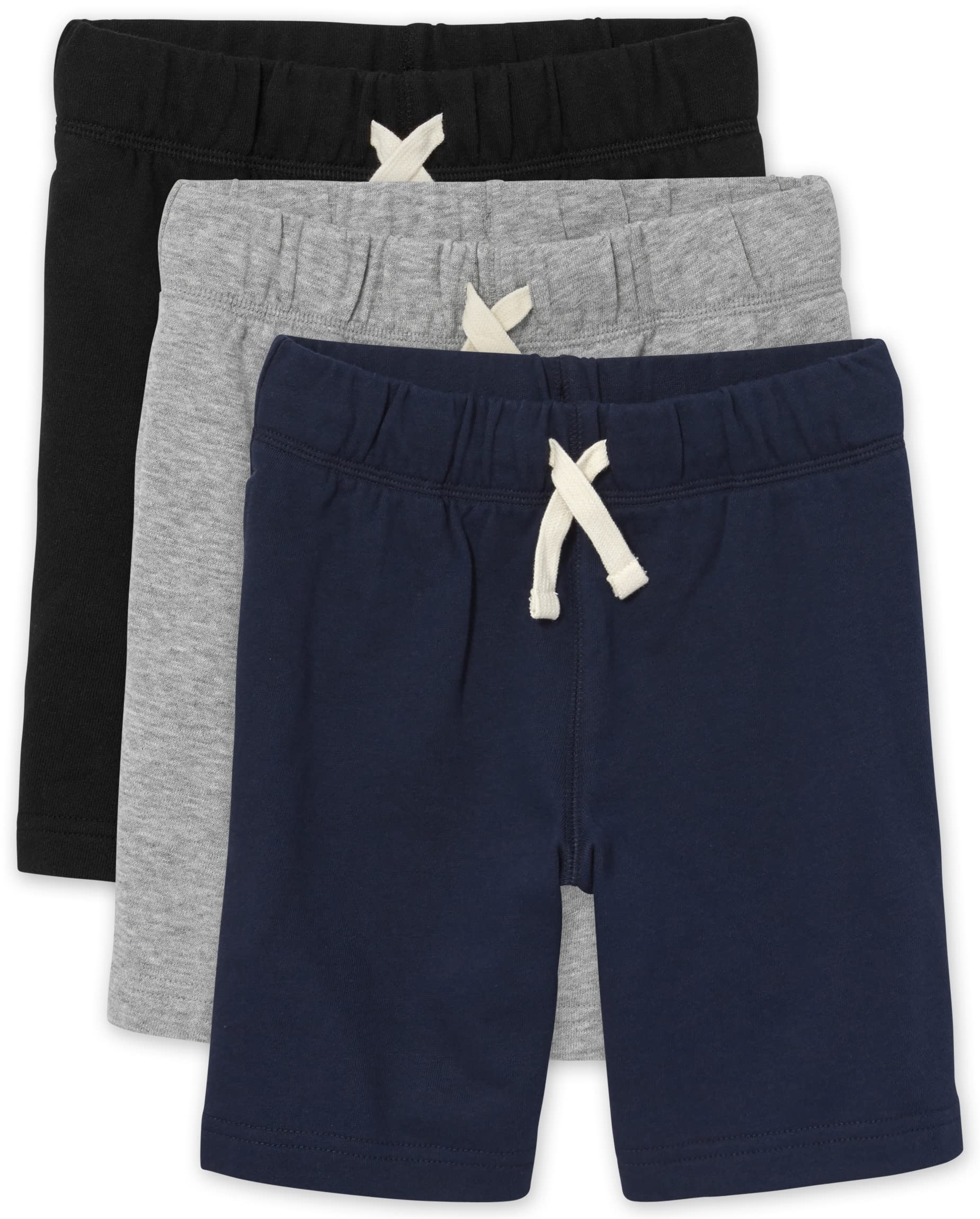 The Children's Place boys French Terry Casual Shorts, Black/Smoke Gray/New Navy 3 Pack, Small US