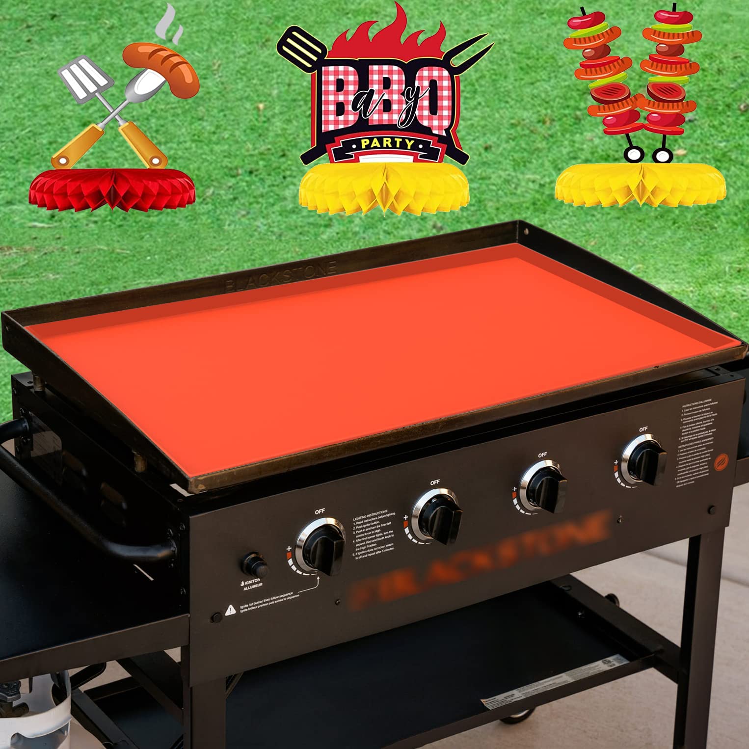 28" Silicone Mat for Blackstone Griddle Top, 100% Silicone Protective Mat Cover for Blackstone, Heavy Duty/Non Stick/Reusable Food-grade Silicone Grill Mat Protect Your Griddle from Dirt & Rust