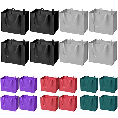HECTOLIFE 20-Pack Reusable Grocery Bags,Large Washable Foldable Shopping Bags,Heavy Duty Tote Bags with Reinforced Handles(Multicolor)