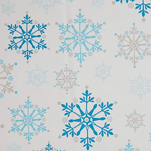 Creative Converting All Over Print Plastic Table cover, 54 x 102", Snowflake Swirls