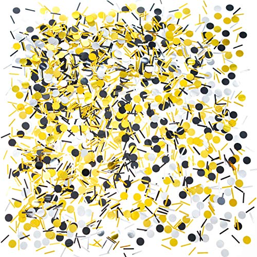Black Gold Party Table Confetti - Wedding Anniversary Bachelorette Graduation Party Baby Shower Birthday Party Foil Metallic Sequins Sprinkles Confetti Decorations, 60g