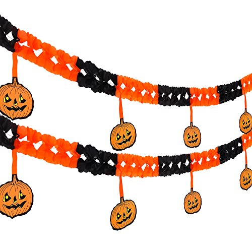 Halloween Pumpkin Garland - 10 Feet, 2 Pieces | Halloween Banner for Mantle | Halloween Garland, Halloween Birthday Party Decorations | I Smell Kids Halloween Decorations | Halloween Party Decorations