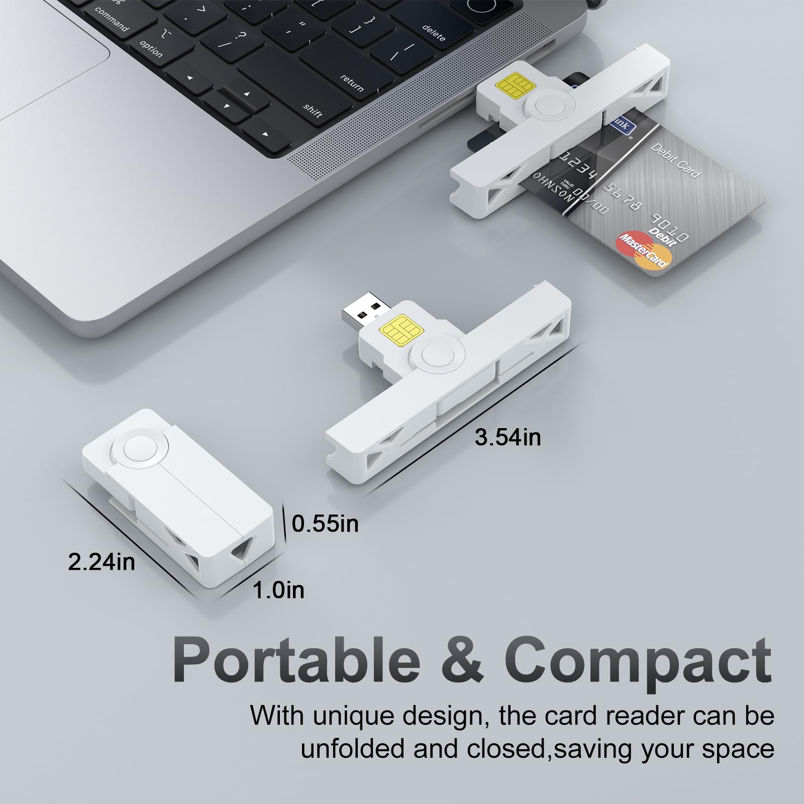 CAC Card Reader, DOD Military USB Common Access CAC Card Reader USB CAC Reader Smart Card Reader Compatible with Windows, Mac OS and Linux