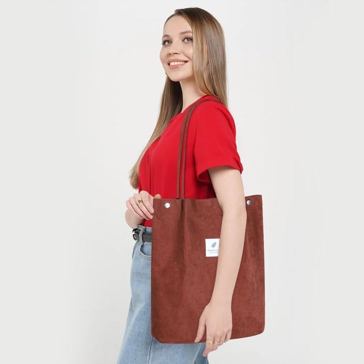 WantGor Large Corduroy Totes Bag Women's Casual Purses Work Handbags Big Capacity Shopping Bag