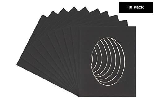 CountryArtHouse Black Acid Free 24x30 Oval Picture Frame Mat with White Core Bevel Cut for 22x26 Pictures - Fits 24x30 Frame - Pack of 10 Matboards
