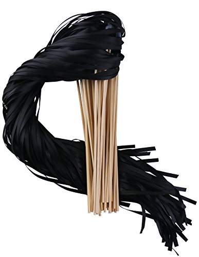 wishprom Ribbon Stick Wands Streamers for Wedding Party Favor (Black-30PCS)