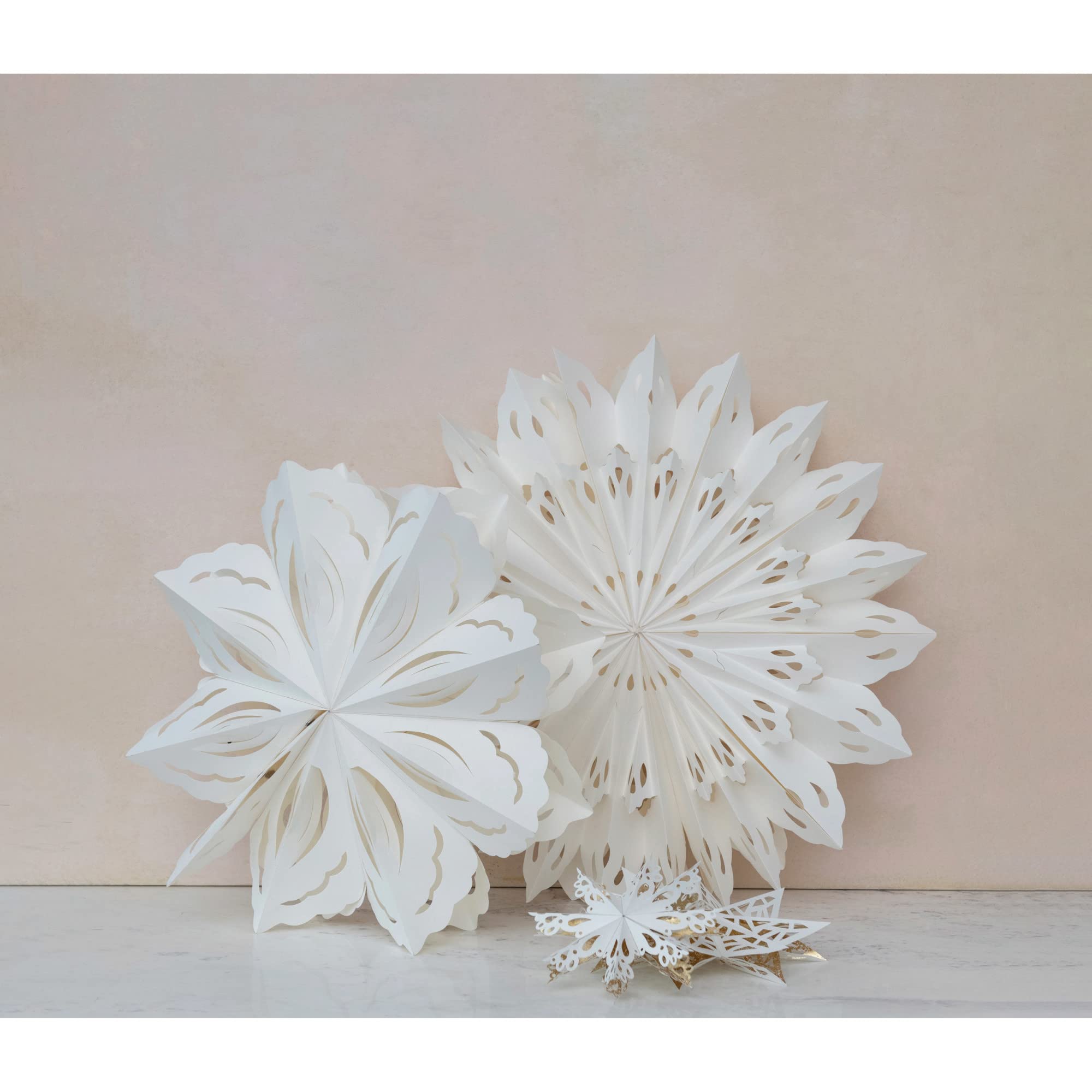 Creative Co-Op Paper Snowflake Ornament, White