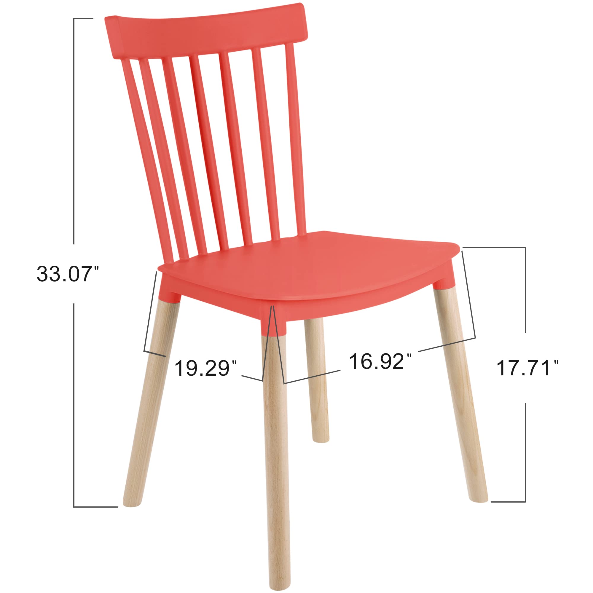 Simpol Home DSW Armless Modern Plastic Dining Chairs with Wood Legs for Living, Bedroom, Kitchen, Dining,Lounge Waiting Room, Restaurants, Cafes