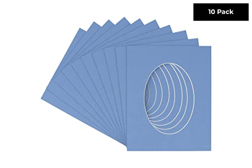 CountryArtHouse Brittany Blue Acid Free 9x12 Oval Picture Frame Mat with White Core Bevel Cut for 5.5x8.5 Pictures - Fits 9x12 Frame - Pack of 10 Matboards