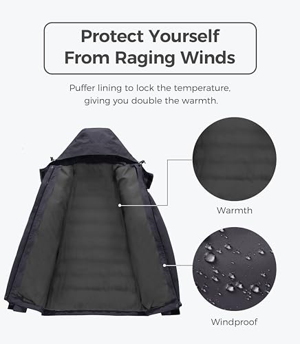 wantdo Women's Windproof Snowboard Jacket Waterproof Ski Coat Windbreaker Dark Gray XL