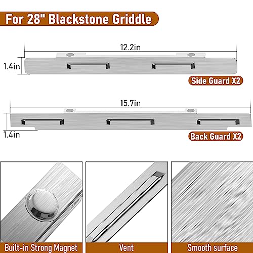 Grarg Wind Guards for Blackstone 28” Griddle,Blackstone Griddle Accessories Stainless Steel Magnetic Wind Screen for Outdoor Backyard BBQ Cooking Gas Saving(28 Inch)
