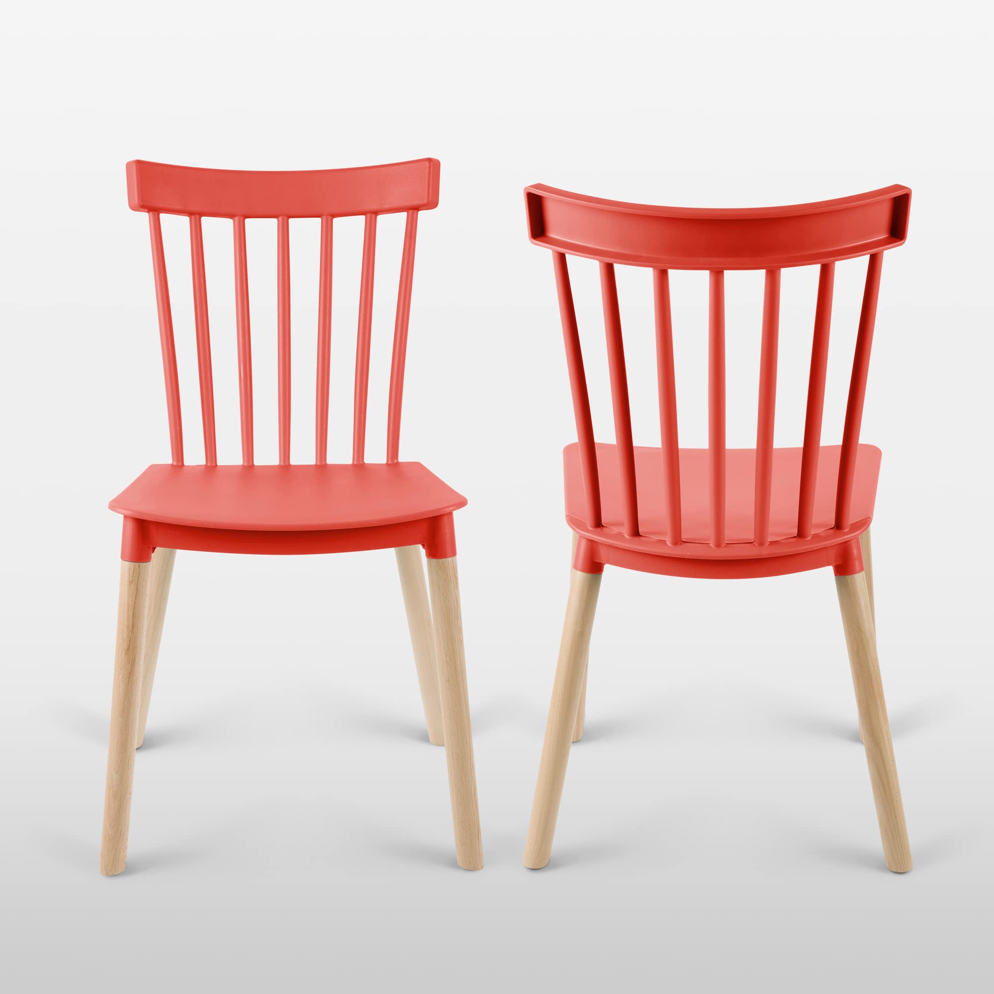 Simpol Home DSW Armless Modern Plastic Dining Chairs with Wood Legs for Living, Bedroom, Kitchen, Dining,Lounge Waiting Room, Restaurants, Cafes