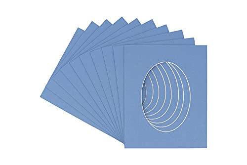 CountryArtHouse Brittany Blue Acid Free 9x12 Oval Picture Frame Mat with White Core Bevel Cut for 5.5x8.5 Pictures - Fits 9x12 Frame - Pack of 10 Matboards