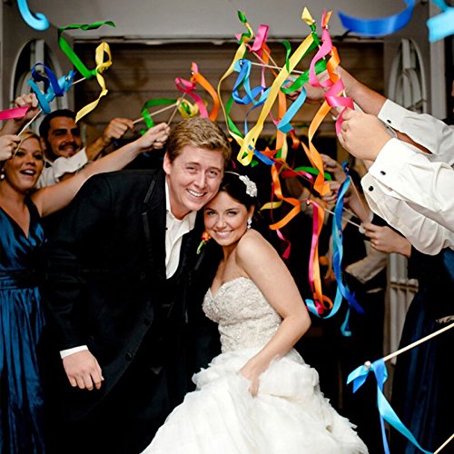 wishprom Ribbon Stick Wands Streamers for Wedding Party Favor (Black-30PCS)