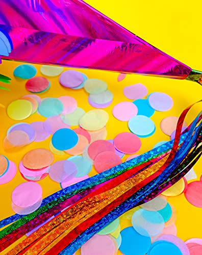 La Sol Imports Round Pastel Tissue Confetti Circle Dots Rainbow Confetti for Party Table Wedding Celebrations Multicolor Biodegradable Paper Tissue 1 inch Circles 1.4 Oz 1.4 Ounce Pack of 1