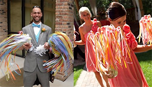 wishprom Ribbon Stick Wands Streamers for Wedding Party Favor (Black-30PCS)