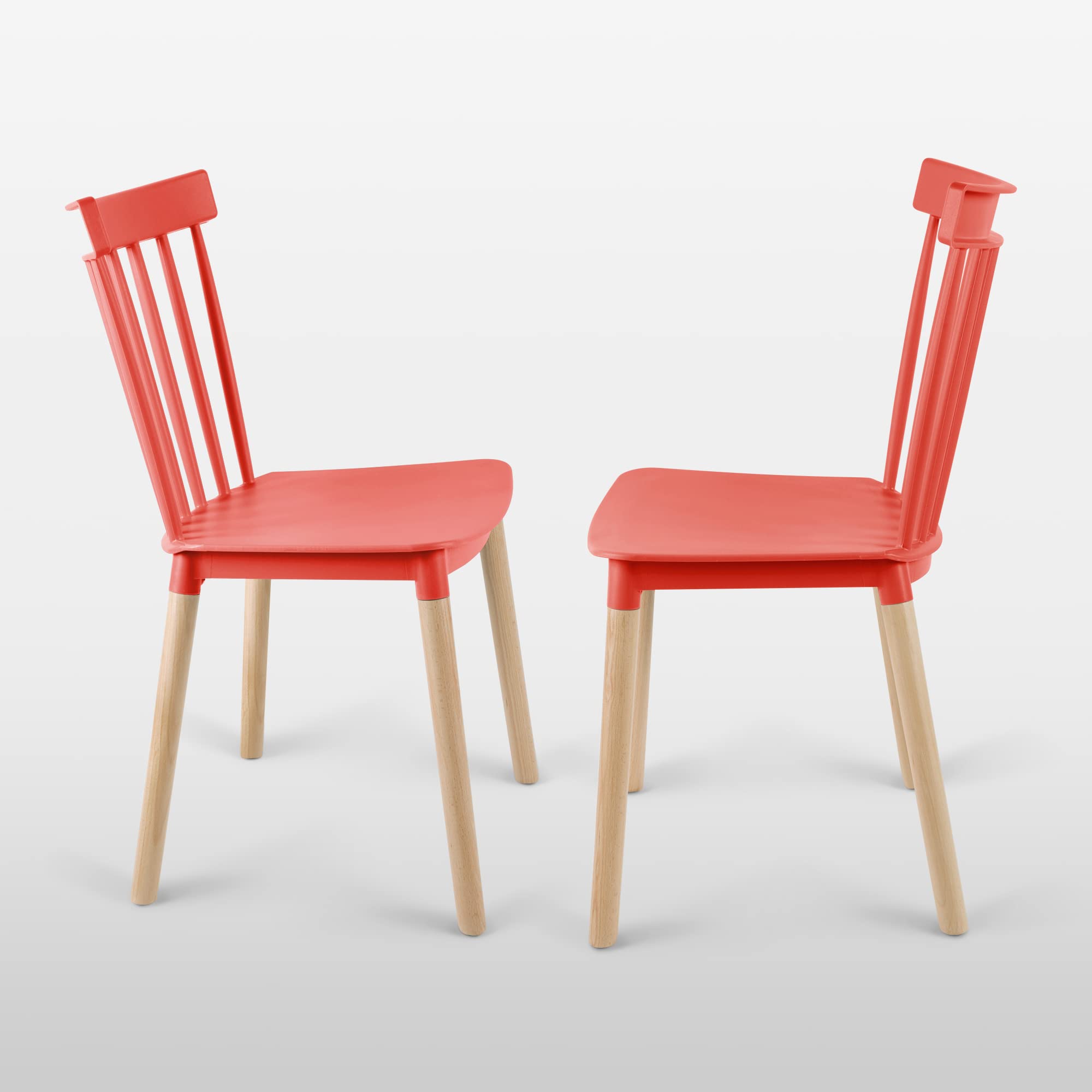 Simpol Home DSW Armless Modern Plastic Dining Chairs with Wood Legs for Living, Bedroom, Kitchen, Dining,Lounge Waiting Room, Restaurants, Cafes