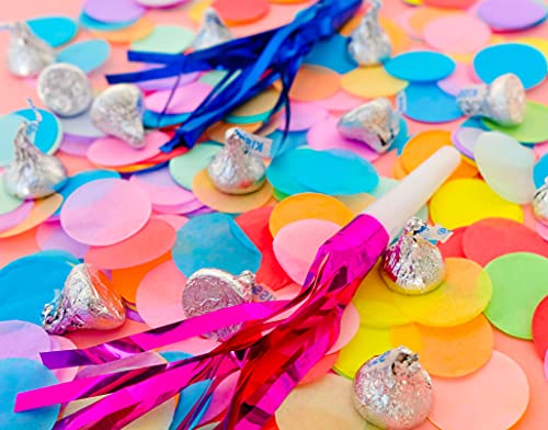 La Sol Imports Round Pastel Tissue Confetti Circle Dots Rainbow Confetti for Party Table Wedding Celebrations Multicolor Biodegradable Paper Tissue 1 inch Circles 1.4 Oz 1.4 Ounce Pack of 1