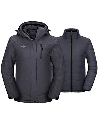 wantdo Women's Windproof Snowboard Jacket Waterproof Ski Coat Windbreaker Dark Gray XL
