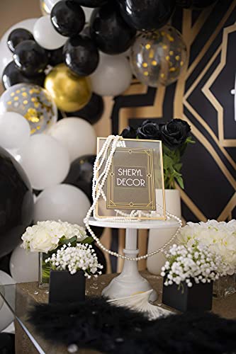 100pc EASY DIY β Black White Gold Balloon Garland Kit & Arch β Small and Large Black White and Gold Balloons with Confetti β Black and Gold Party Decorations for Graduations, New Years, Birthday