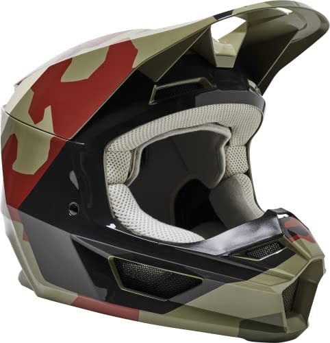 Fox Racing V1 Core Motocross Helmet, BNKR Green Camo, XX-Large