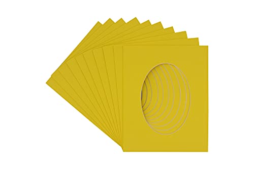 CountryArtHouse Yellow Acid Free 16x24 Oval Picture Frame Mat with White Core Bevel Cut for 12x21 Pictures - Fits 16x24 Frame - Pack of 10 Matboards