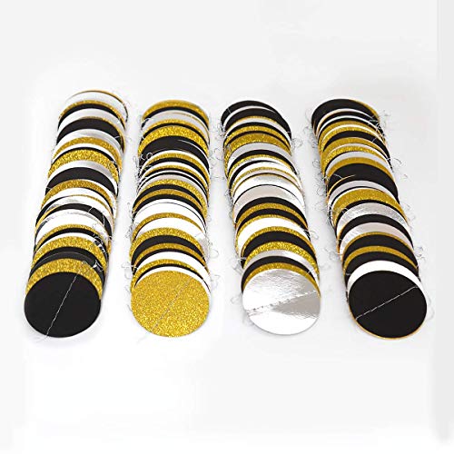 Decor365 Gold Back Circle Dots Garland Streamers Party Decorations Glitter Black Hanging Streamer Banner Backdrop Decoration for Birthday/Wedding/New Year/Gruaduation