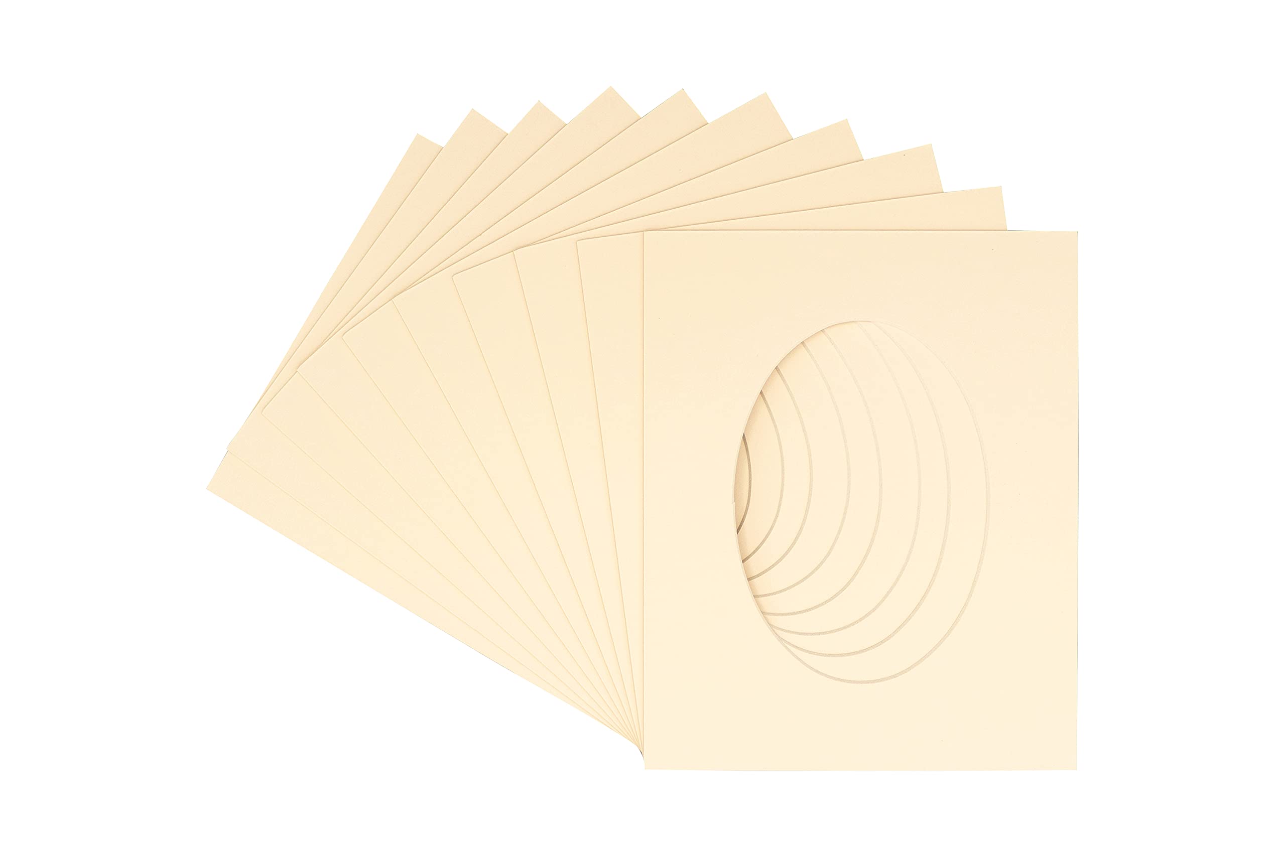 CountryArtHouse Cream Acid Free 14x18 Oval Picture Frame Mat with White Core Bevel Cut for 12x16 Pictures - Fits 14x18 Frame - Pack of 10 Matboards