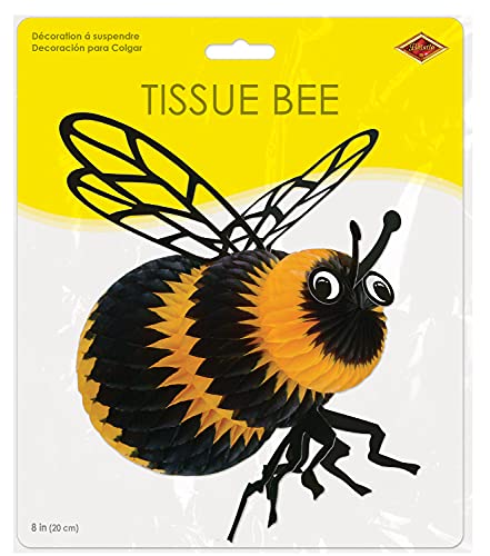 Beistle Spring Summer Party Tissue Paper Bumblebee Bee Hanging Decoration Baby Shower Party Supplies Gold/Black 8" x 10"