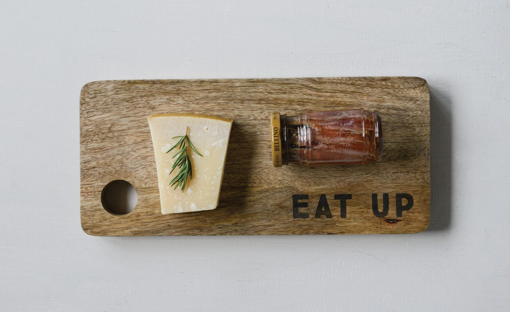 Creative Co-Op Eat Up Mango Wood Cutting Board, Brown