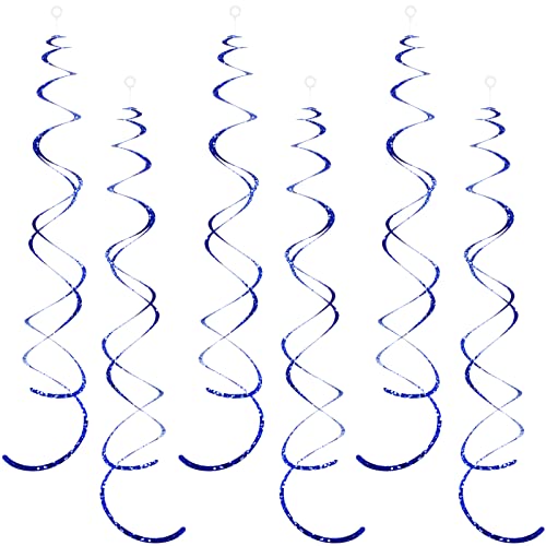 30 Pieces Blue Foil Ceiling Hanging Party Swirl Decorations Plastic Streamers Photo Backdrop for Birthday Graduation Wedding Baby Shower Wedding Bachelorette Galaxy Theme Party Decorations