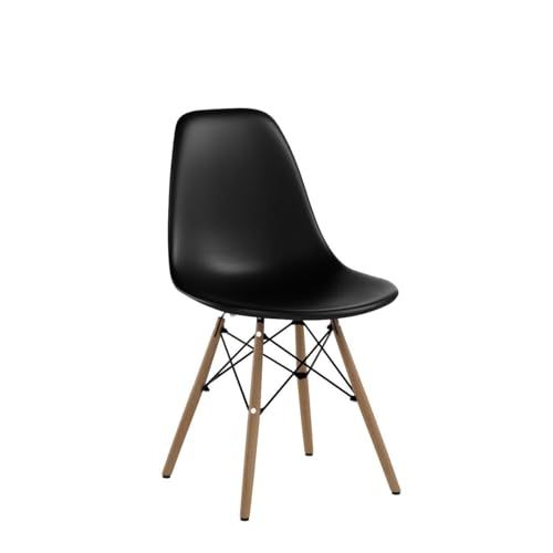 Giantex Dining Chairs Set of 2 Black, Pre Assembled Mid Century Modern Dining Chairs with Wood Legs, Armless Kitchen Chairs, Plastic Dining Side Chair for Dining Room, Kitchen, Living Room