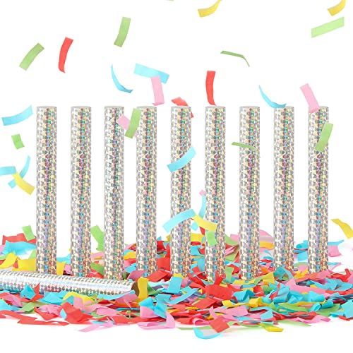Battife 10Pack Confetti Wands, Colorful Confetti Shoot Poppers, Tissue Paper Confetti Flick Flutter Sticks for Wedding Celebrations, Anniversary, Birthday Parties, Multi-color 7.8 inch