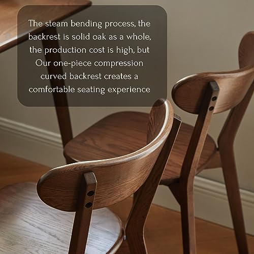 Wayshome Dining Chairs, Kitchen Chairs, 100% Oak Solid Wood Modern Chair with Curved Backrest Kitchen & Dining Room Chairs Modern Chair for Living Room (Walnut)