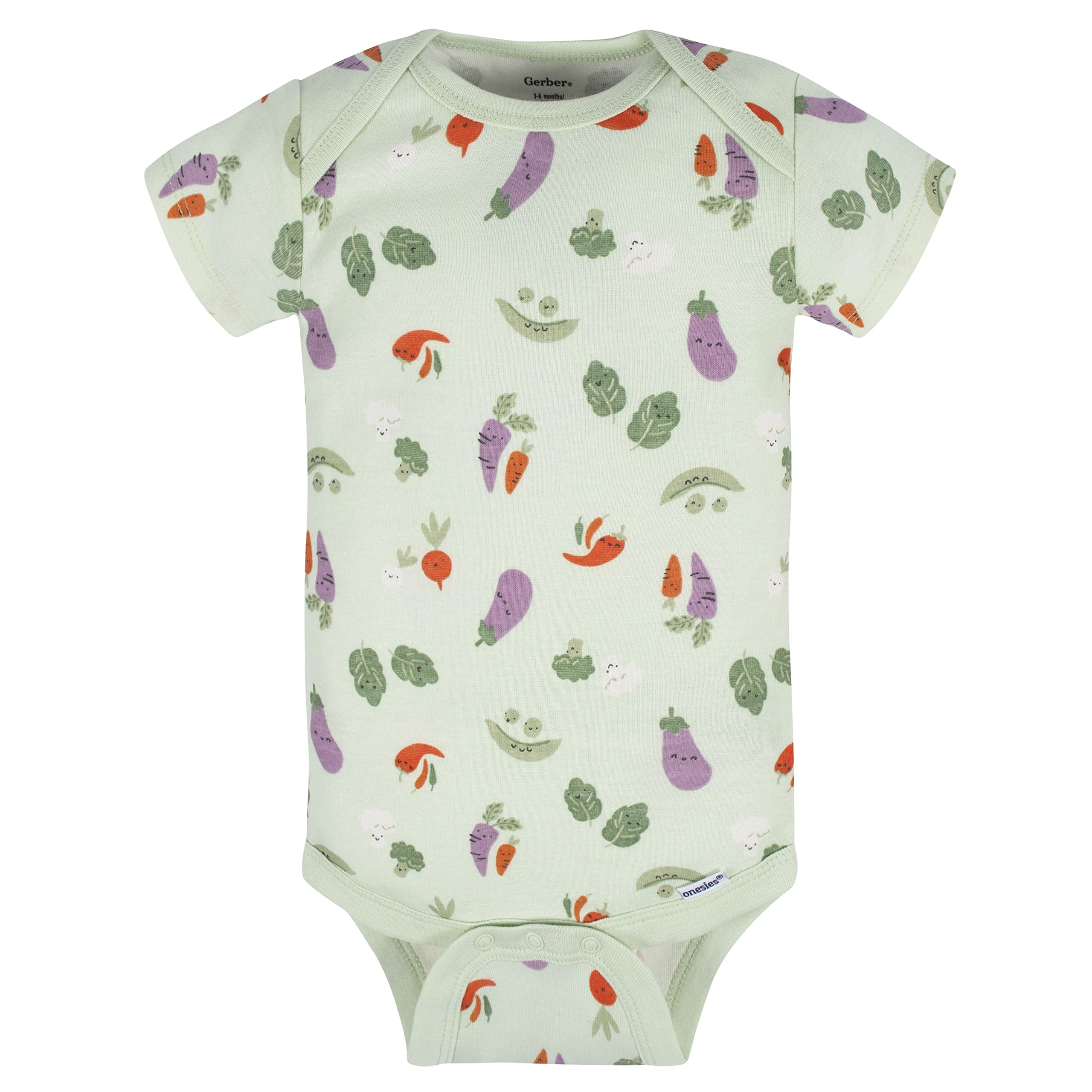 Gerber Unisex Baby 5-Pack Short Sleeve Variety Onesies Bodysuits Happy Veggies 0-3 Months
