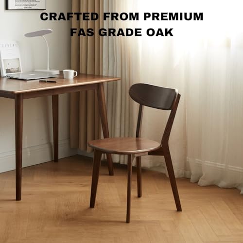 Wayshome Dining Chairs, Kitchen Chairs, 100% Oak Solid Wood Modern Chair with Curved Backrest Kitchen & Dining Room Chairs Modern Chair for Living Room (Walnut)