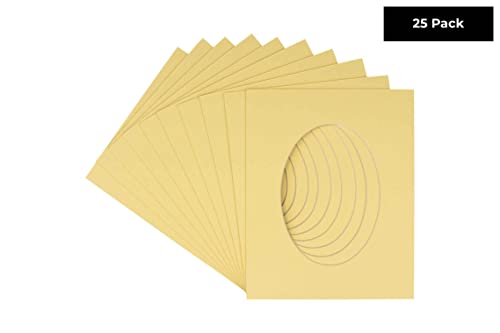 CountryArtHouse Soft Yellow Acid Free 6x9 Oval Picture Frame Mat with White Core Bevel Cut for 4x5 Pictures - Fits 6x9 Frame - Pack of 25 Matboards