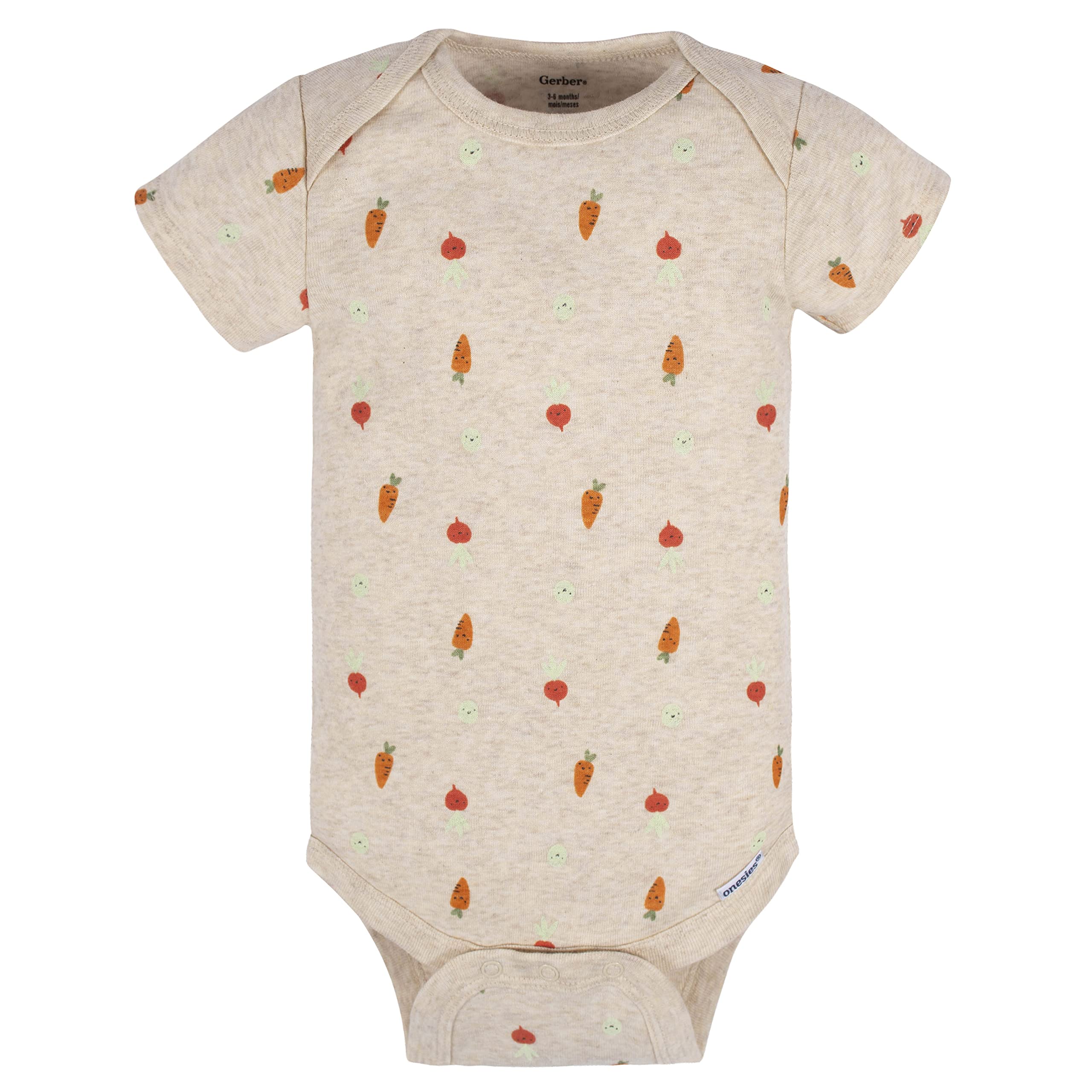 Gerber Unisex Baby 5-Pack Short Sleeve Variety Onesies Bodysuits Happy Veggies 0-3 Months