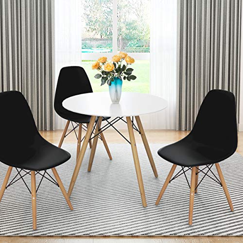 Giantex Dining Chairs Set of 2 Black, Pre Assembled Mid Century Modern Dining Chairs with Wood Legs, Armless Kitchen Chairs, Plastic Dining Side Chair for Dining Room, Kitchen, Living Room