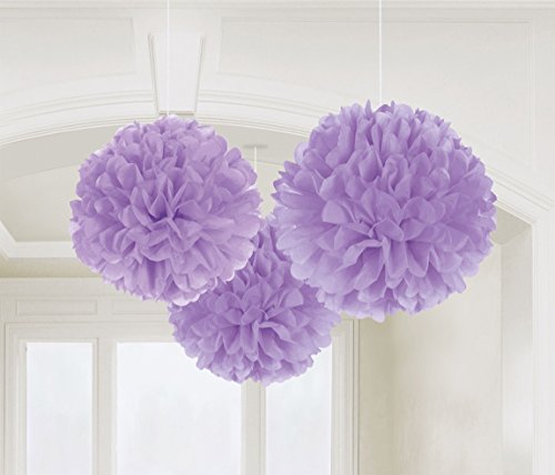 Amscan Round Fluffy Tissue Hanging Decoration, One Size, Lilac